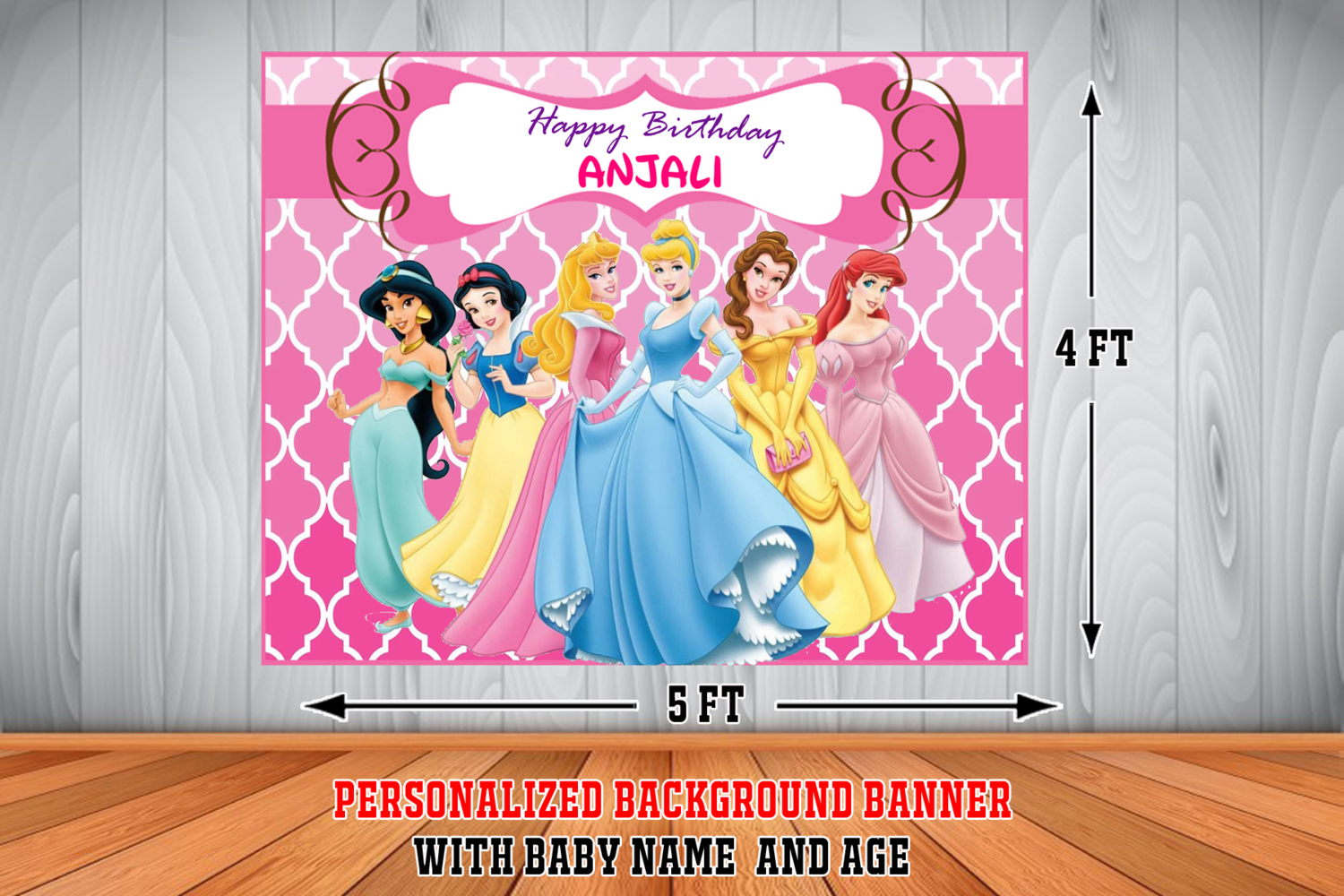 Personalized Disney Princess Birthday Backdrop / Background Banner #2 ...