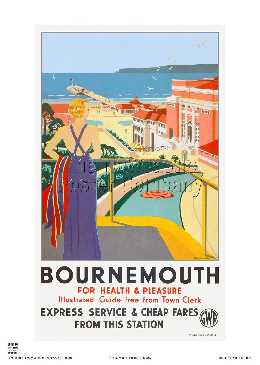 Bournemouth Retro Vintage Railway Travel Poster