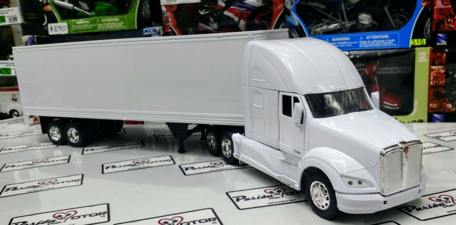 1:32 Kenworth T700 Con Caja Seca Blanco Liso New Ray Trailer