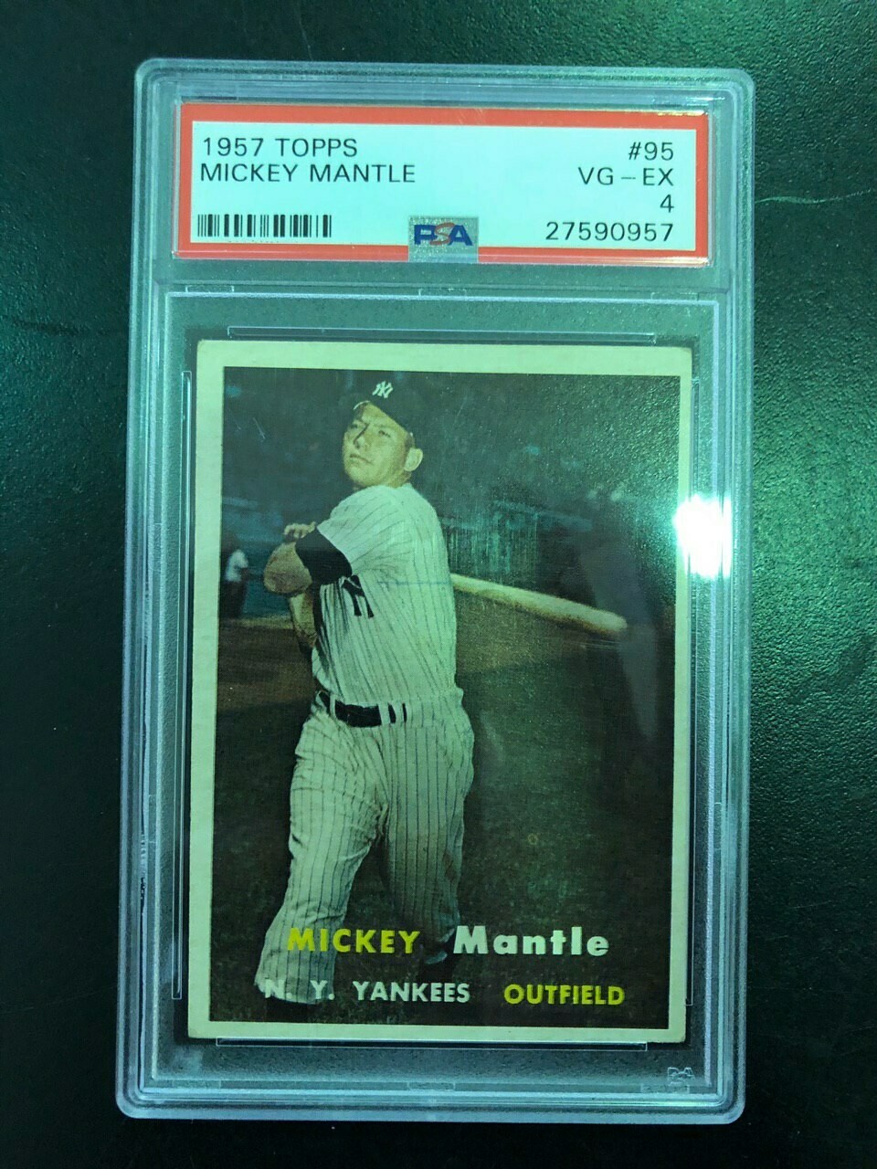 1957 Topps #95 Mickey Mantle, PSA graded 4, List $1200, Sell $595