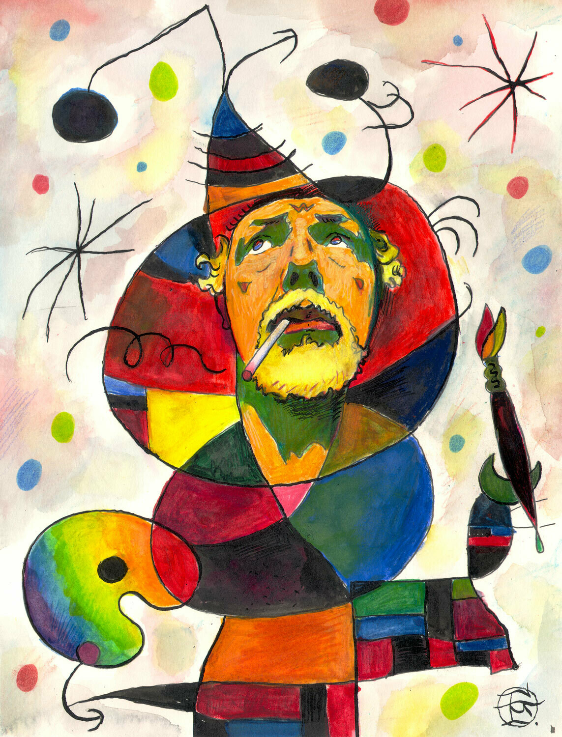 "Self-Portrait a la Joan Miró: The Path of Temptation" Original Work on ...
